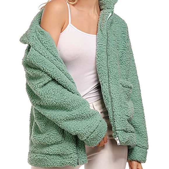 Jackets & Coats | Casual Lapel Fleece Fuzzy Jacket Shaggy Oversized ...